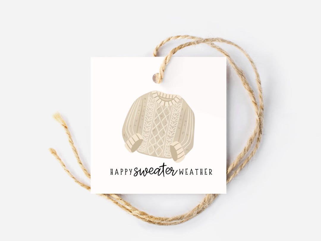 Sweater Weather Gift Tag, Minimalist Fall Gift Tag, Happy Fall Tag ...