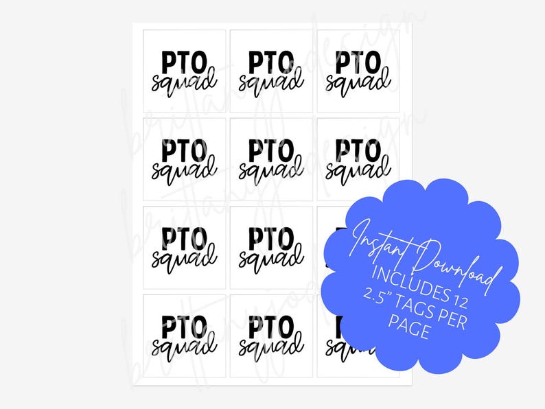 PTO Squad Gift Tag, PTO Printable, Welcome Gift, Volunteer Gift, Parent ...