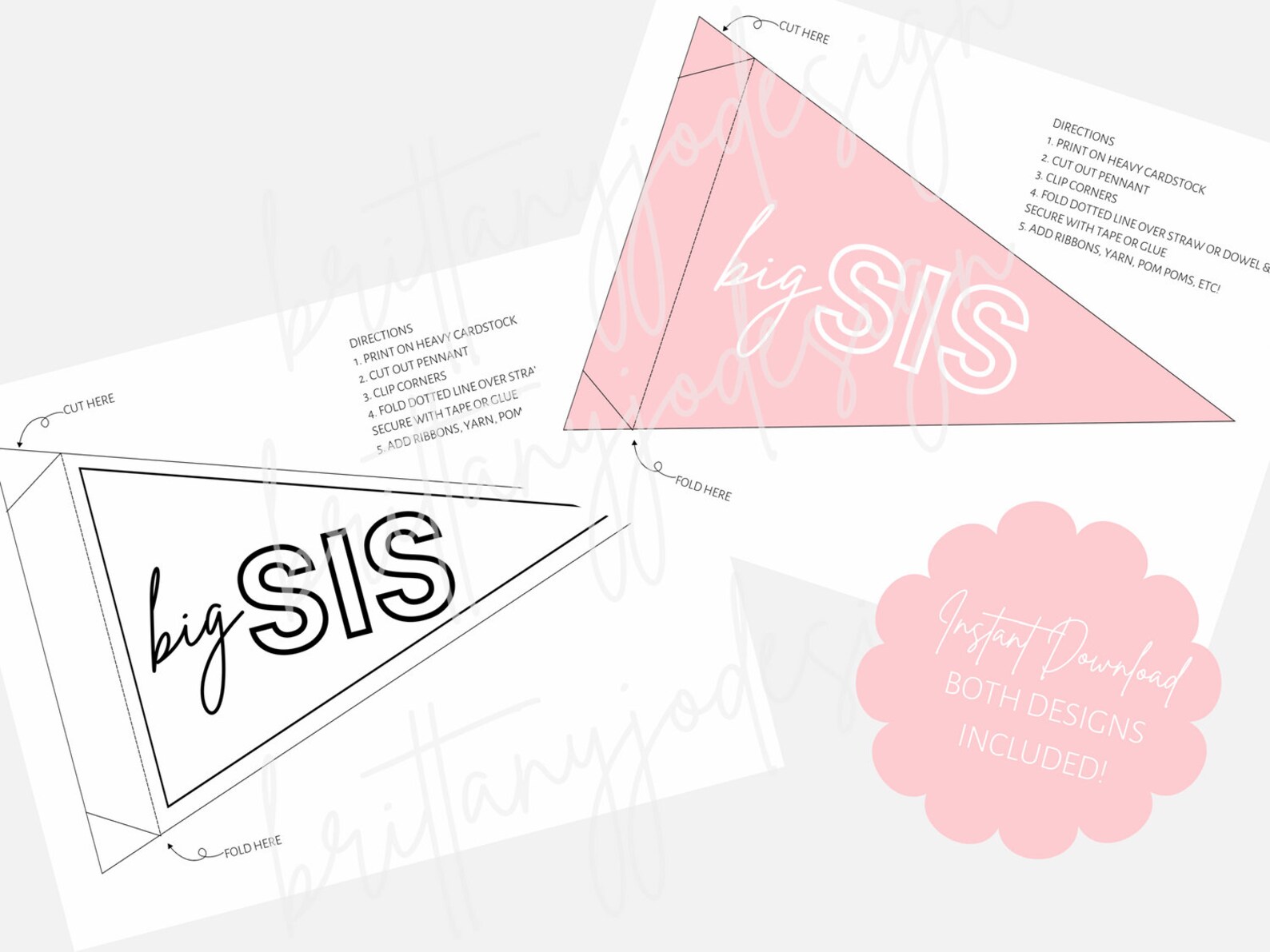 Big Sis Pennant Flag, Pregnancy Announcement, DIY Pennant, Baby Banner ...