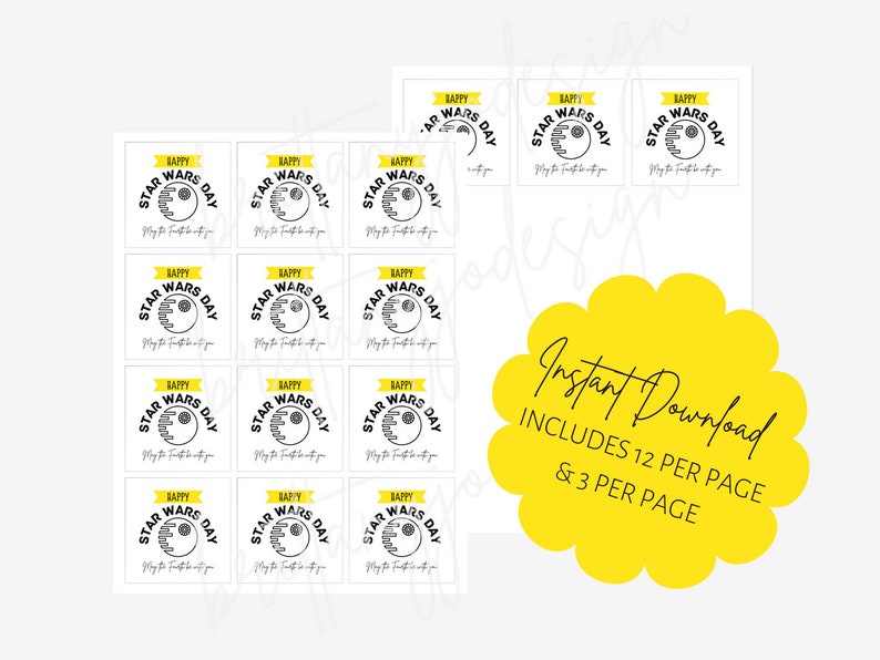 Happy Star Wars Day Gift Tag, Printable Star Wars Gift Tag, May the ...