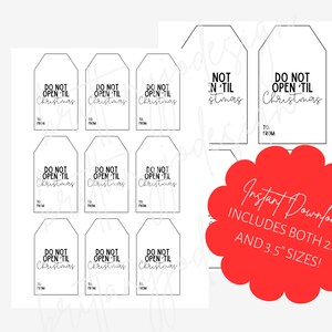 Do Not Open Until Christmas Gift Tag, Christmas Hang Tag, Printable ...