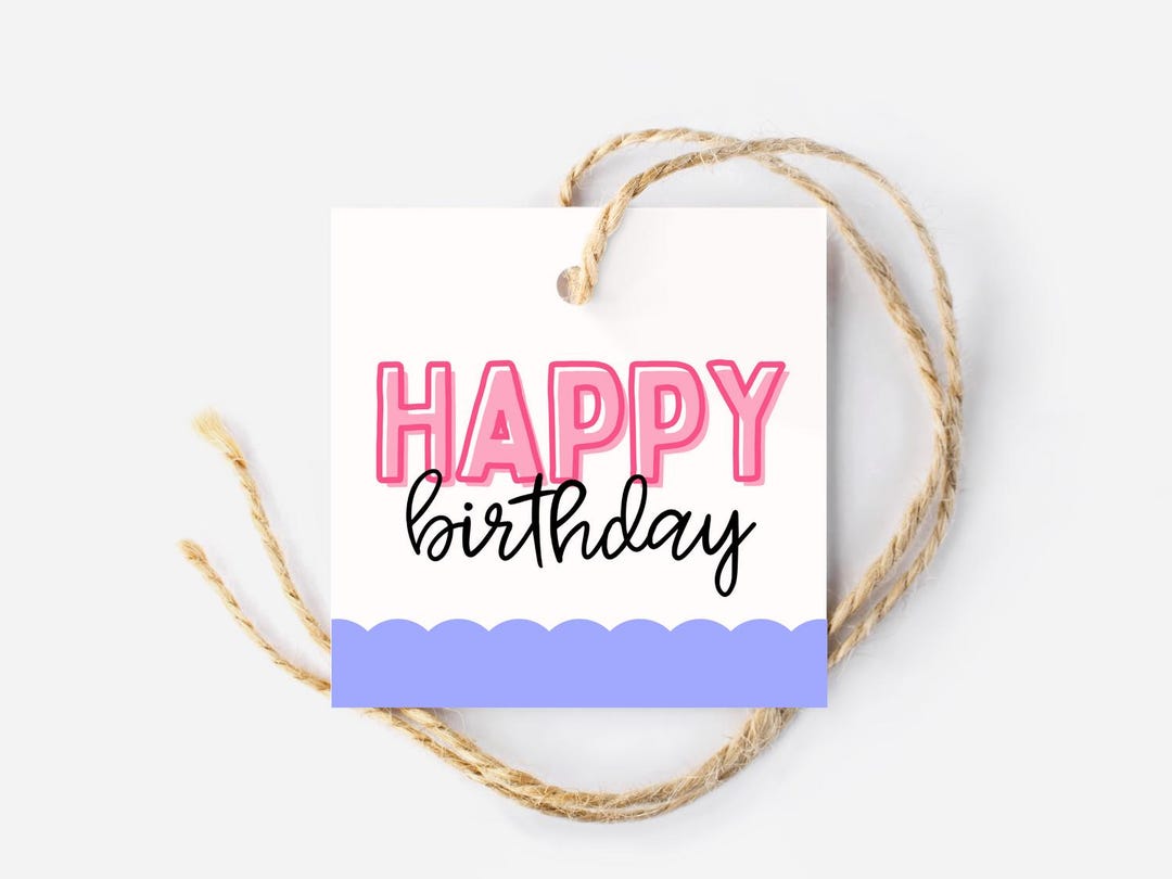 Happy Birthday Printable Gift Tag, Pink Birthday Tag, Printable Hang ...