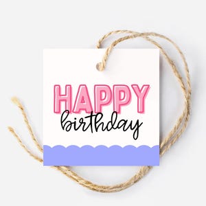 Happy Birthday Printable Gift Tag, Pink Birthday Tag, Printable Hang ...