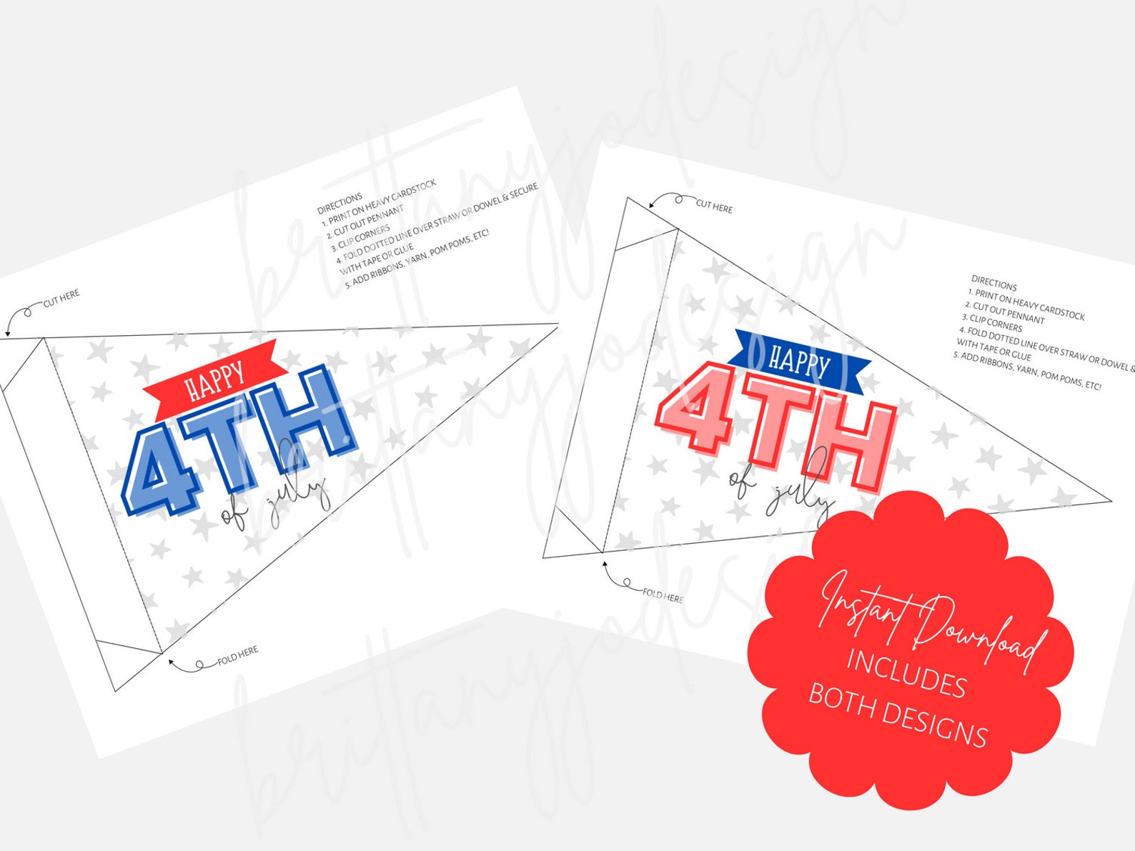Happy 4th of July Pennant Flag DIY Pennant July Fourth Party - Etsy