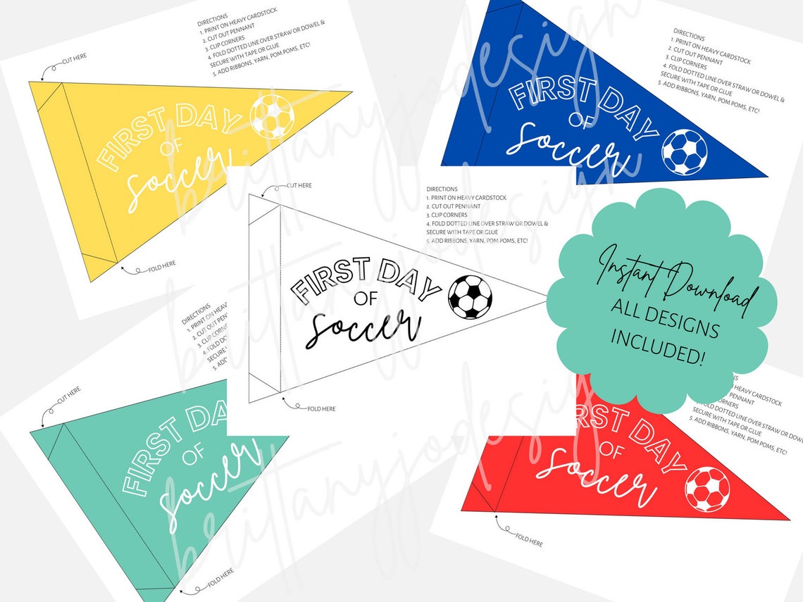 Boys First Day of Soccer Pennant Flag DIY Pennant Soccer - Etsy