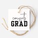 Minimalist Graduation Gift Tags, Grad Tag, Congrats Grad, Square Tag ...