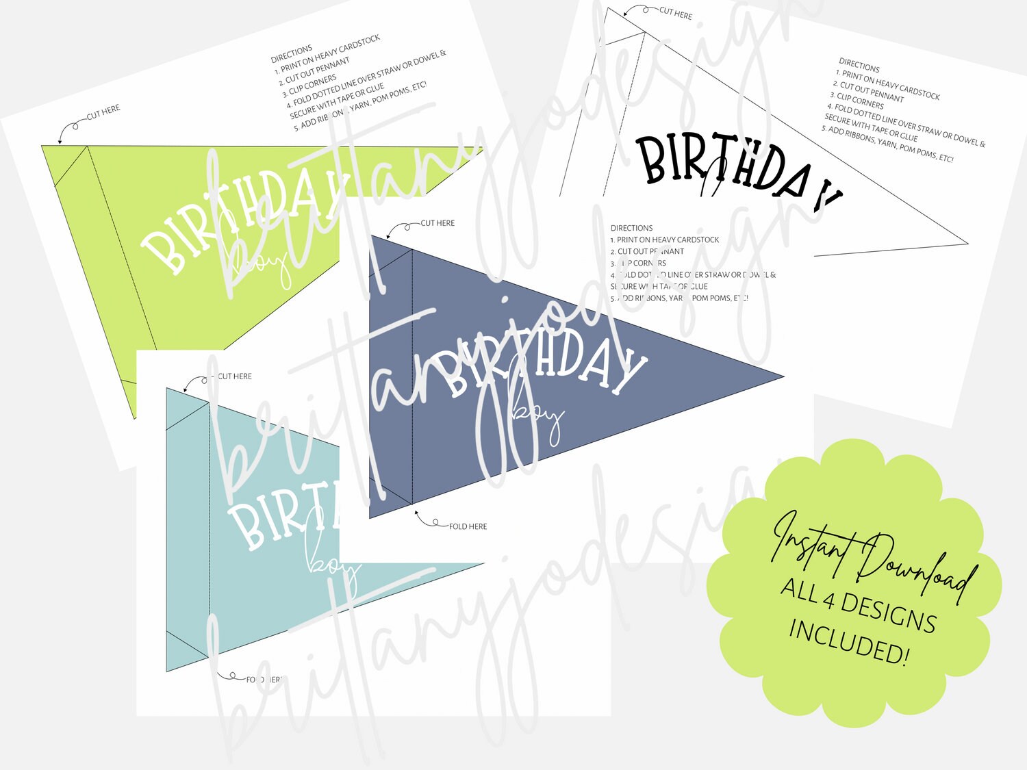 Birthday Boy Pennant Flag, Printable Pennant, Birthday Banner, Pennant ...