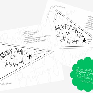 First Day of School Pennant Flag, Printable Pennant Flag, Back to ...