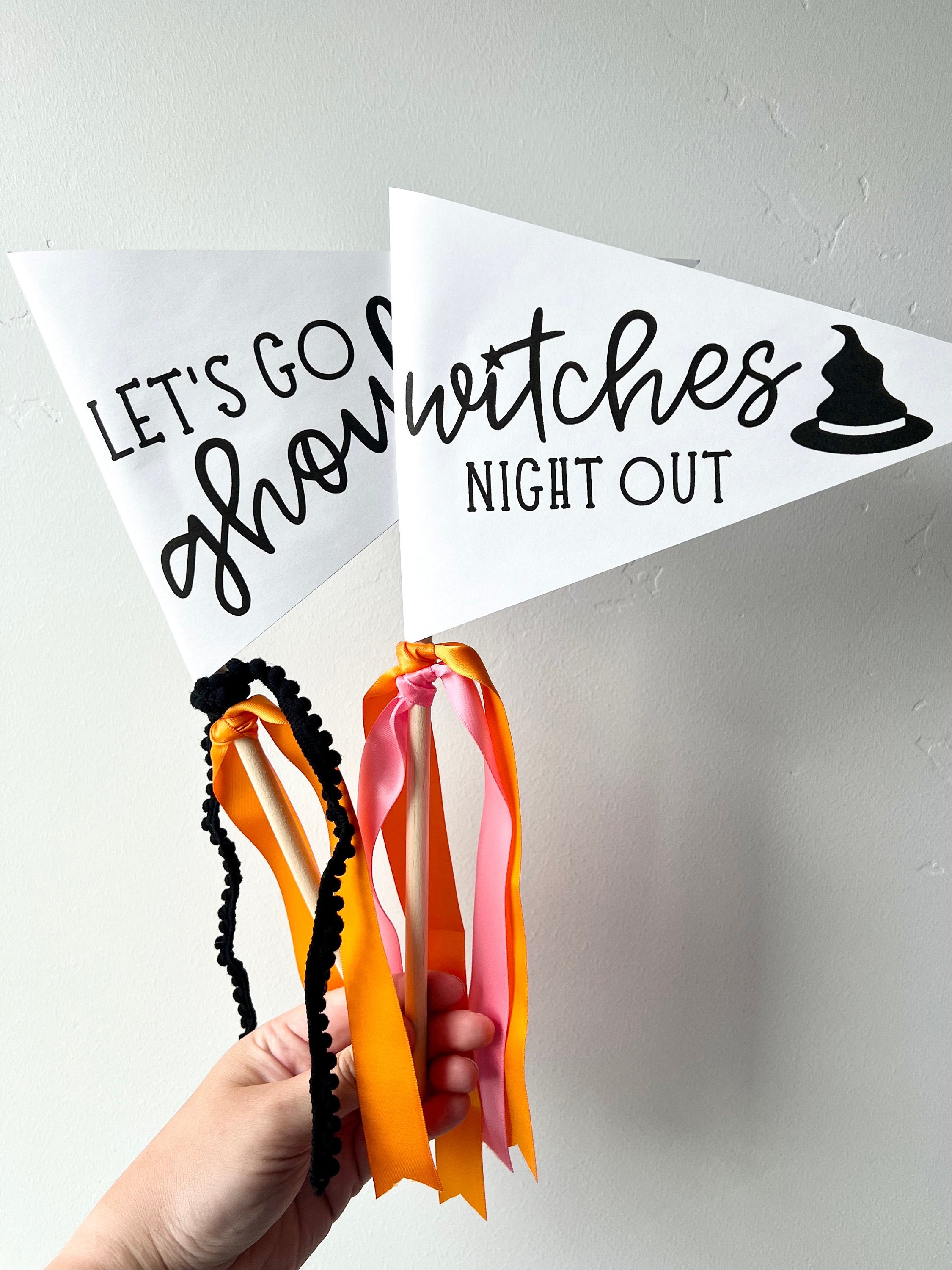 Let’s Go Ghouls Pennant Flag, Witches Night Out Printable, DIY Pennant ...