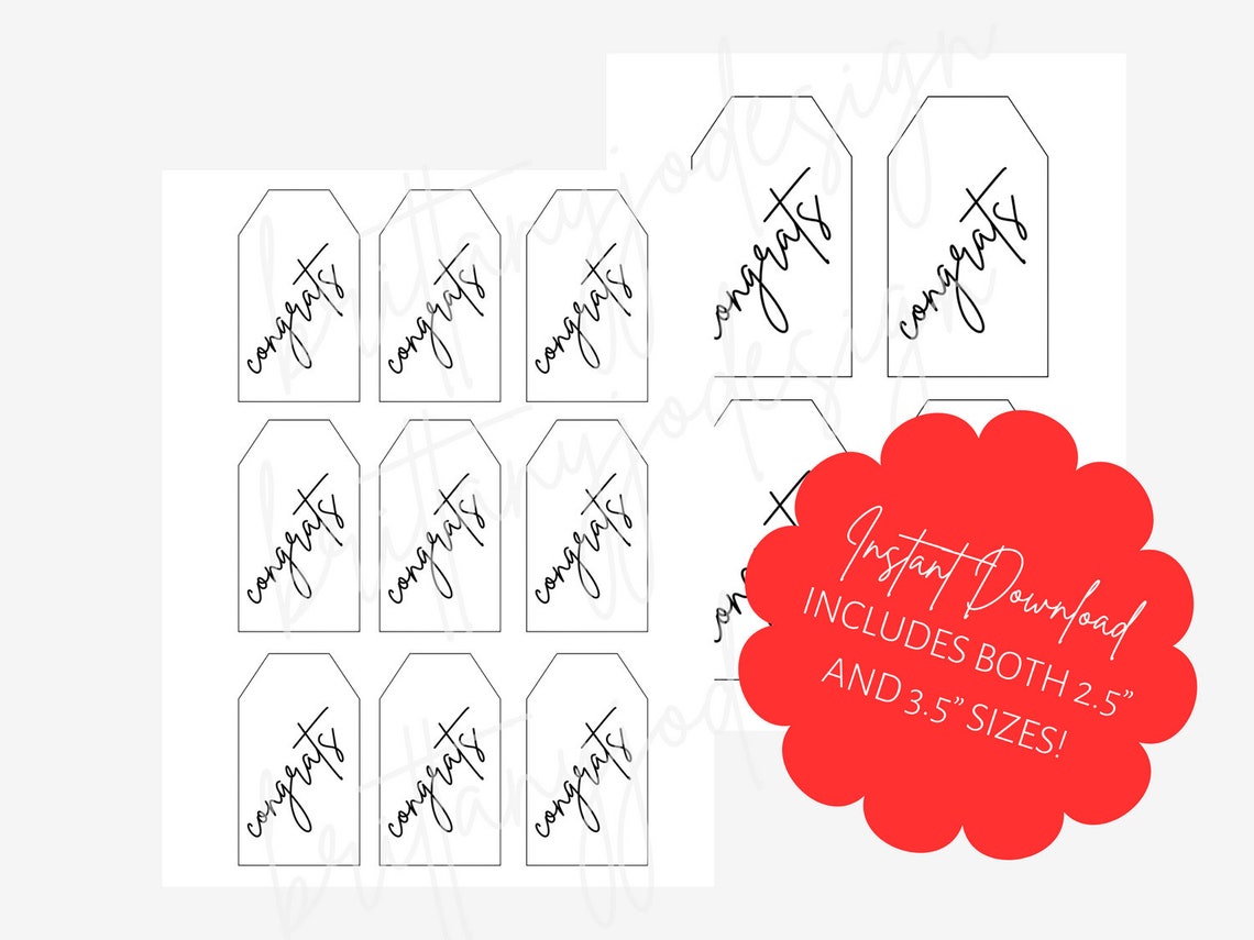 Minimalist Congrats Gift Tags, Congratulations Gift, Just for You ...