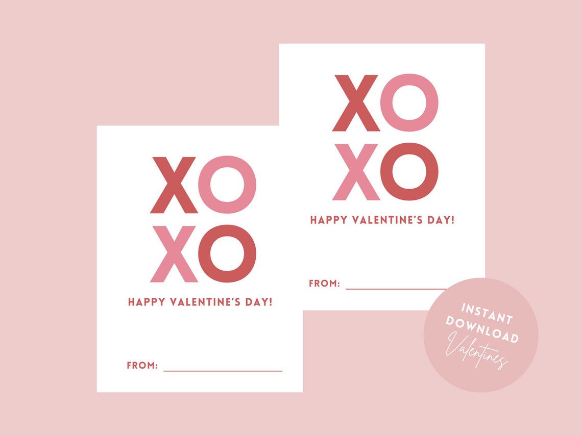 XOXO Kids Valentine, Kids Printable Valentine, Valentine Printable ...