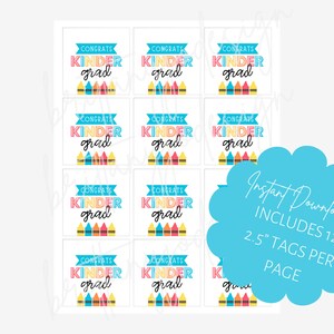 Congrats Kinder Grad Gift Tags, Kindergarten Graduation, Square Tag ...