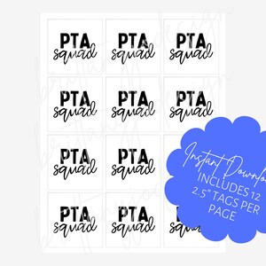 PTA Squad Gift Tag, PTA Printable, Welcome Gift, Volunteer Gift, Parent ...