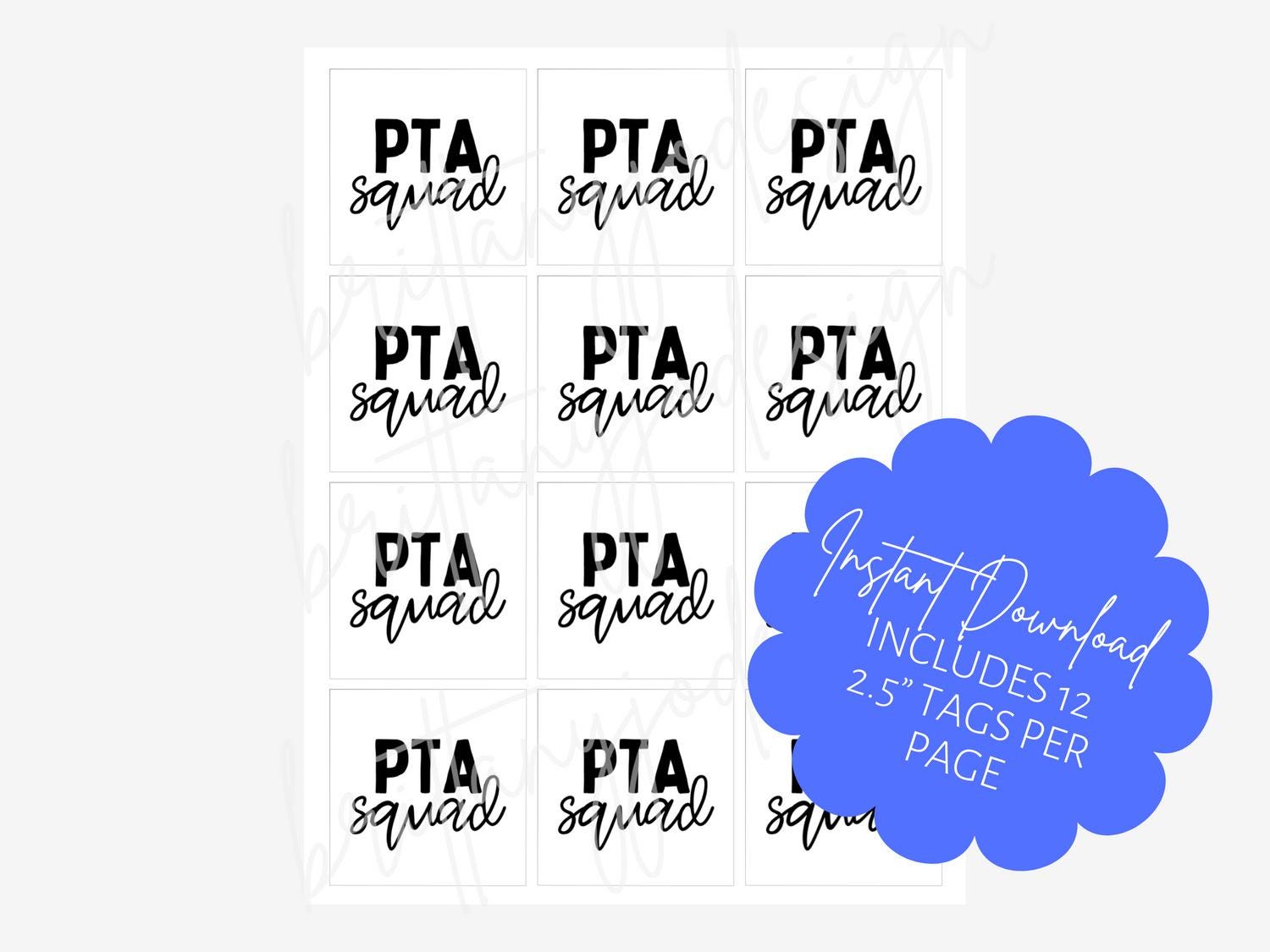 PTA Squad Gift Tag, PTA Printable, Welcome Gift, Volunteer Gift, Parent ...
