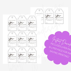 Spa-tacular Teacher Gift Tags, Teacher Appreciation Gift, Spa Gift, End ...