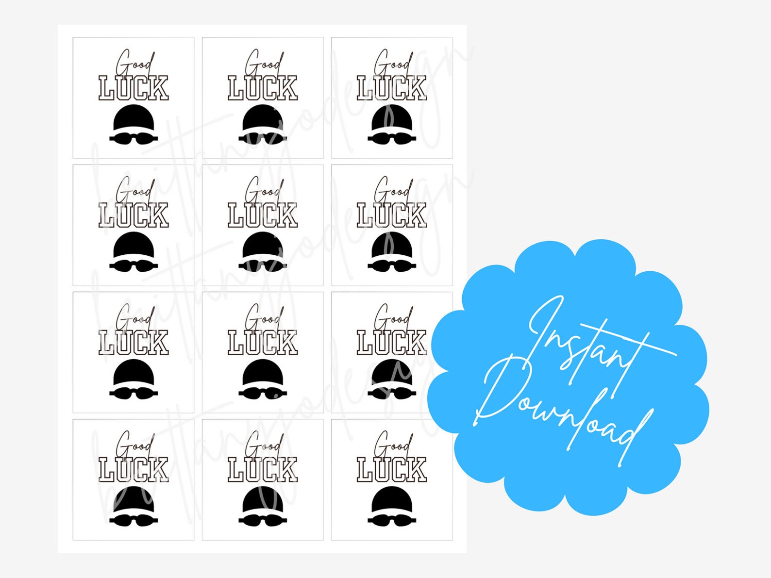 Swim Team Meet Day Tags, Good Luck, Pre-meet Treat, Swim Meet, Square ...