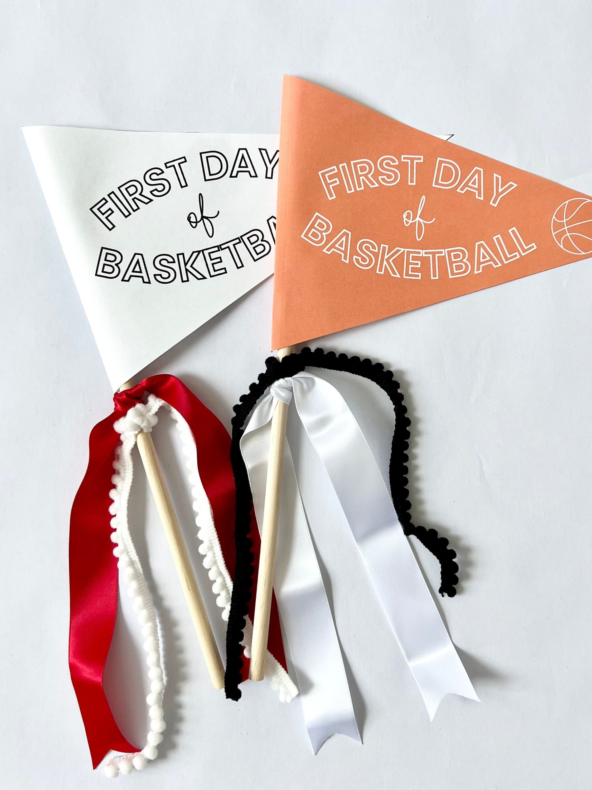 First Day of Basketball Pennant Flag, DIY Pennant, Basketball Banner ...