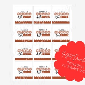 Thanks a Choco-lot Gift Tag, Teacher Appreciation Week Tags, Teacher ...