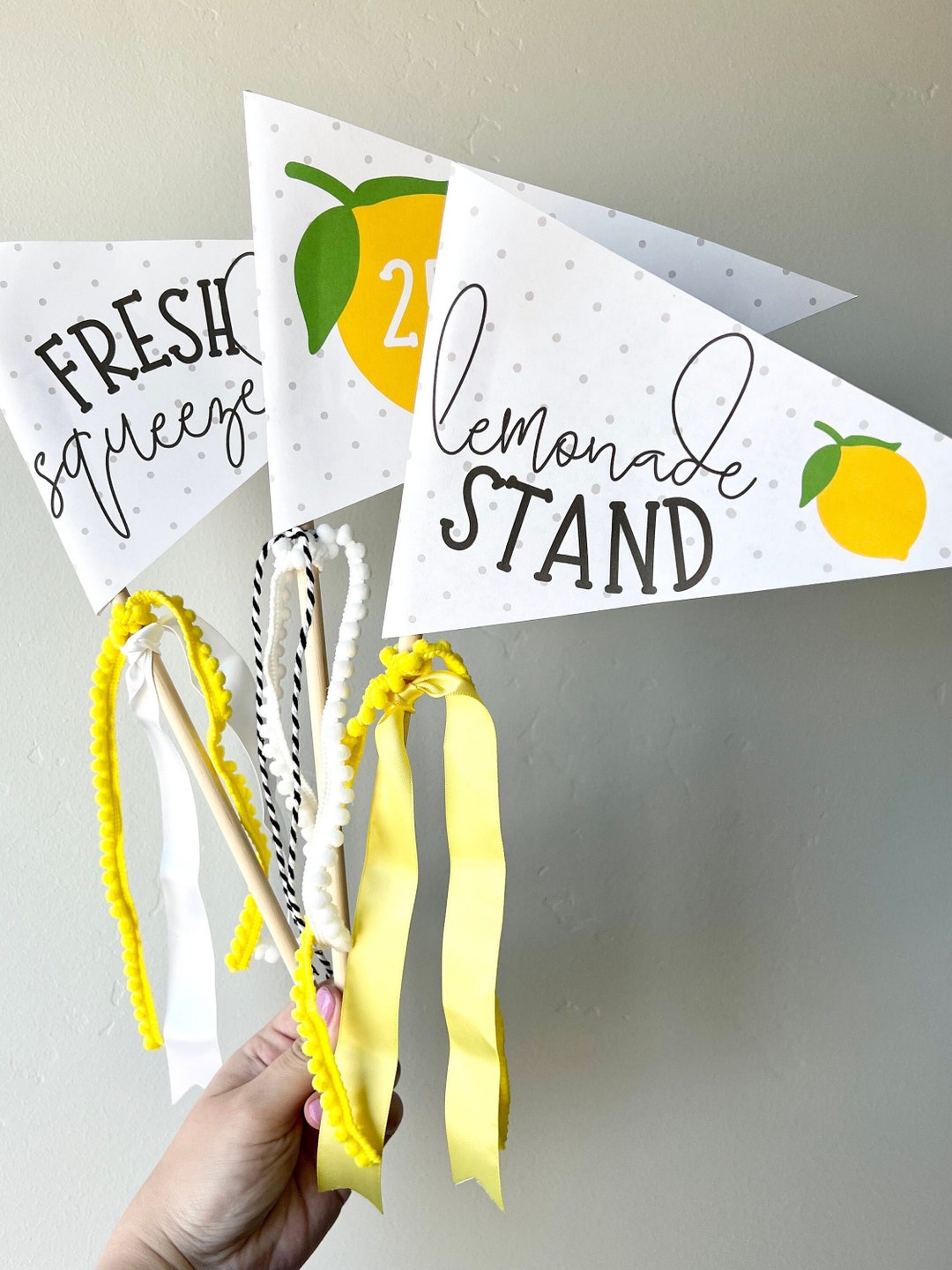 Lemonade Stand Pennant Flag, DIY Pennant, Lemonade Banner, Printable ...