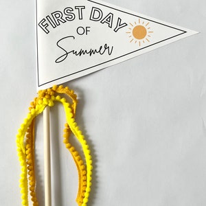 First Day of Summer Pennant Flag, DIY Pennant, Summer Banner, Printable ...