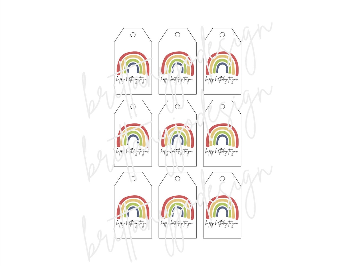 Rainbow Happy Birthday Printable Gift Tag Happy Birthday, Birthday Tag ...