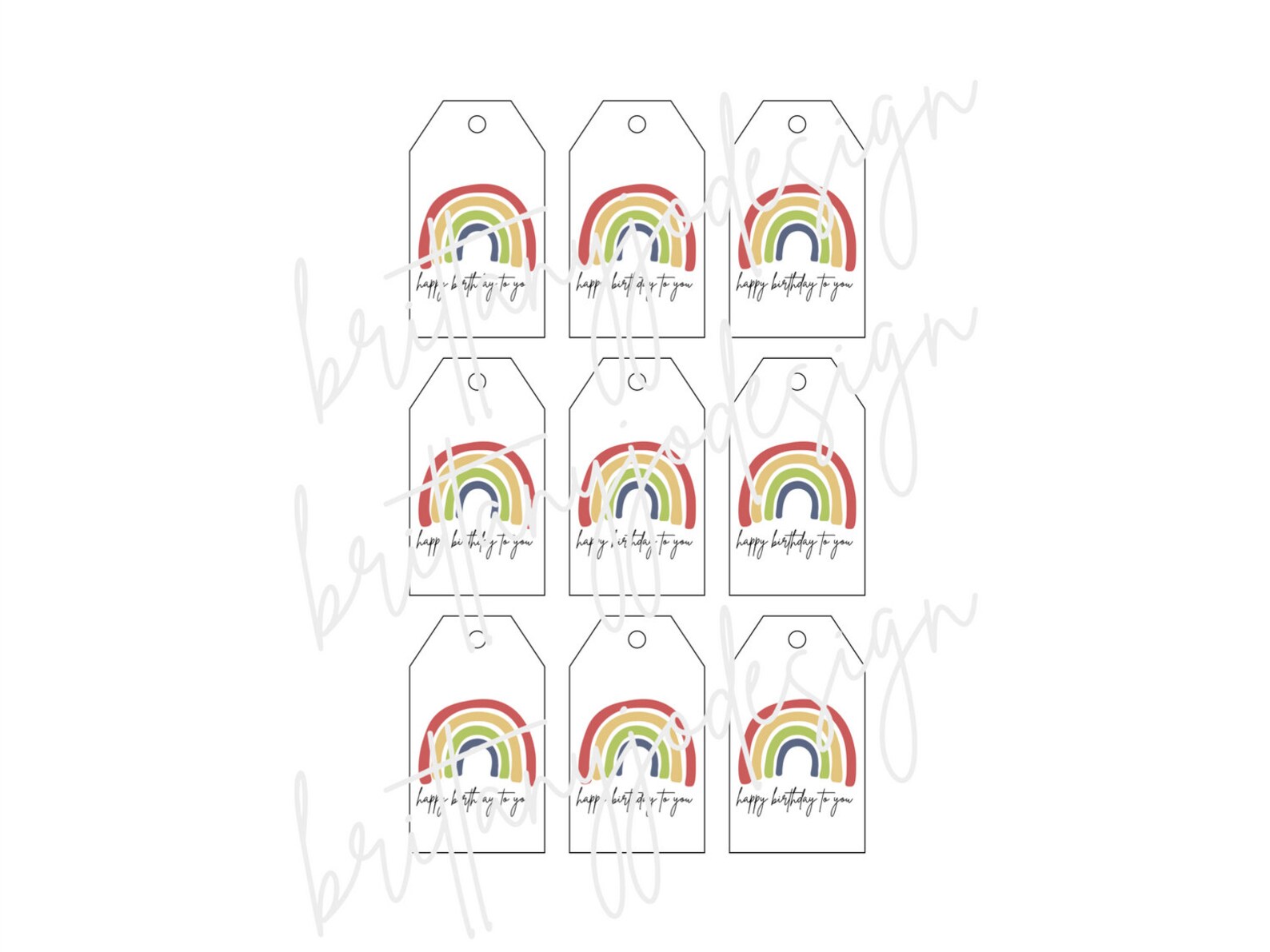 Rainbow Happy Birthday Printable Gift Tag Happy Birthday, Birthday Tag ...