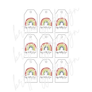 Rainbow Happy Birthday Printable Gift Tag Happy Birthday, Birthday Tag ...