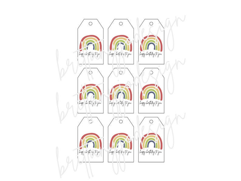 Rainbow Happy Birthday Printable Gift Tag Happy Birthday, Birthday Tag ...