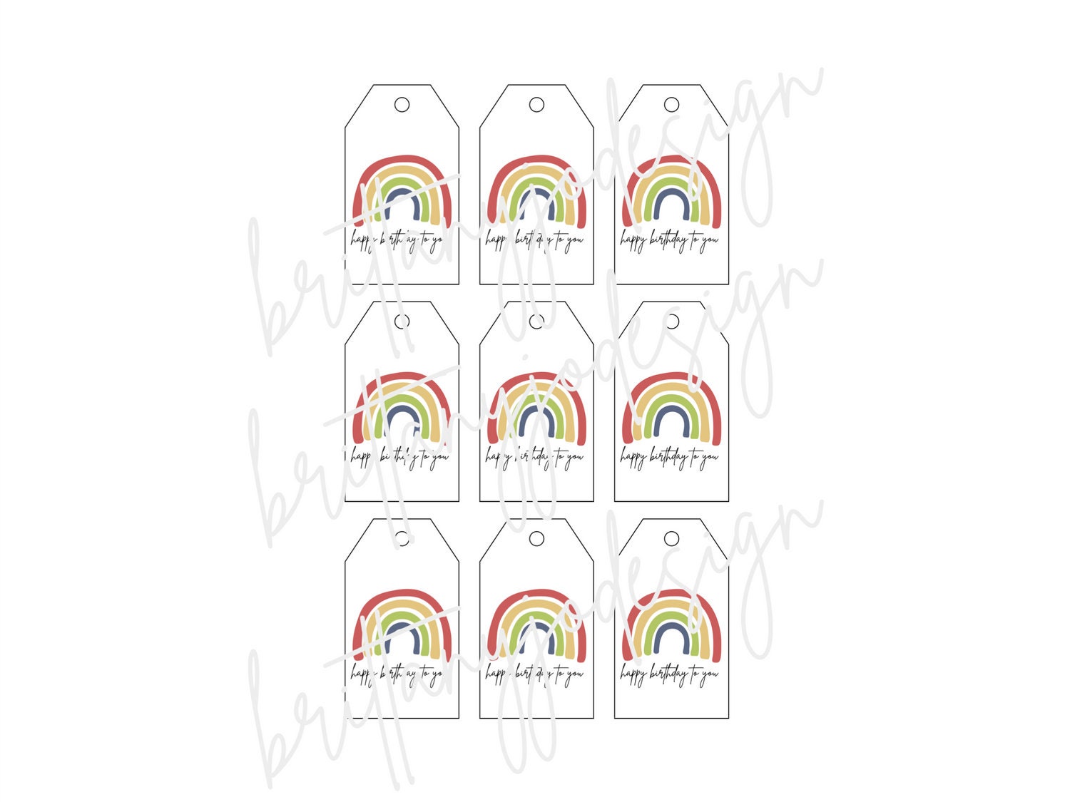 Rainbow Happy Birthday Printable Gift Tag Happy Birthday, Birthday Tag ...