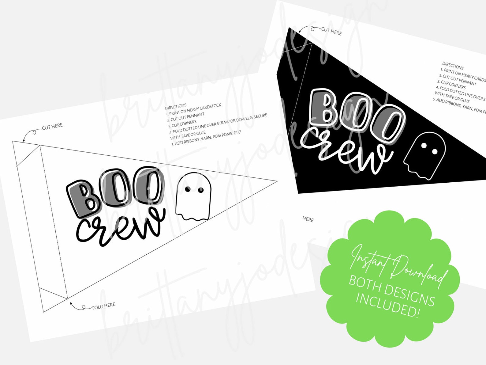 Boo Crew Pennant Flag, Halloween Party Printable, DIY Pennant ...