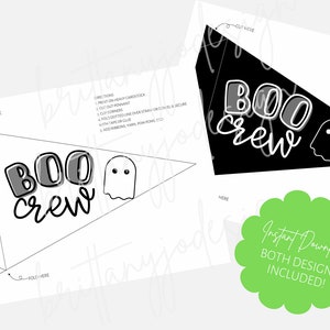 Boo Crew Pennant Flag, Halloween Party Printable, DIY Pennant ...