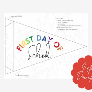 Rainbow First Day of School Pennant Flag, Printable Pennant Flag, Grade ...