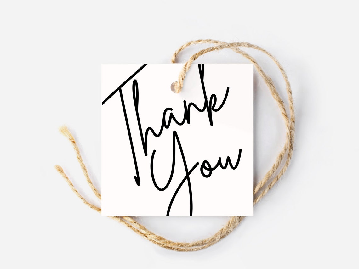 Thank You Gift Tags, Square Tags, Script Thank You Tags, Gift Tag, Hang ...