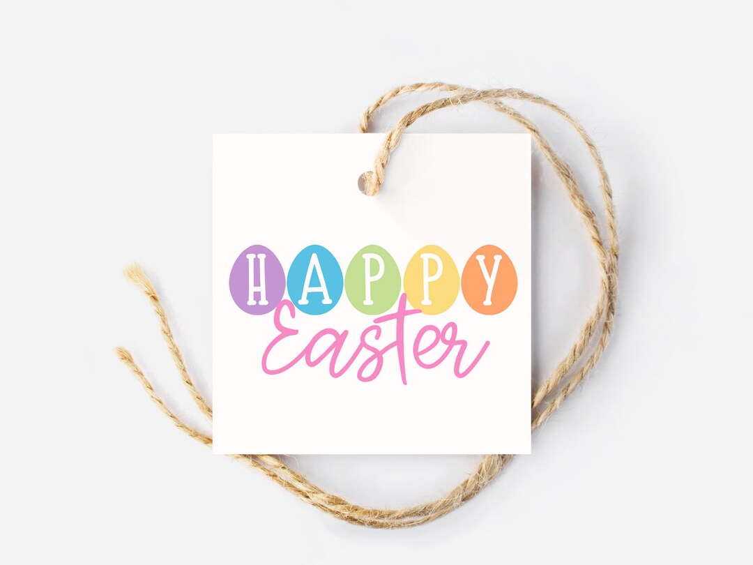 Happy Easter Gift Tag, Square Gift Tag, Easter Hang Tag, Easter Egg Tag ...