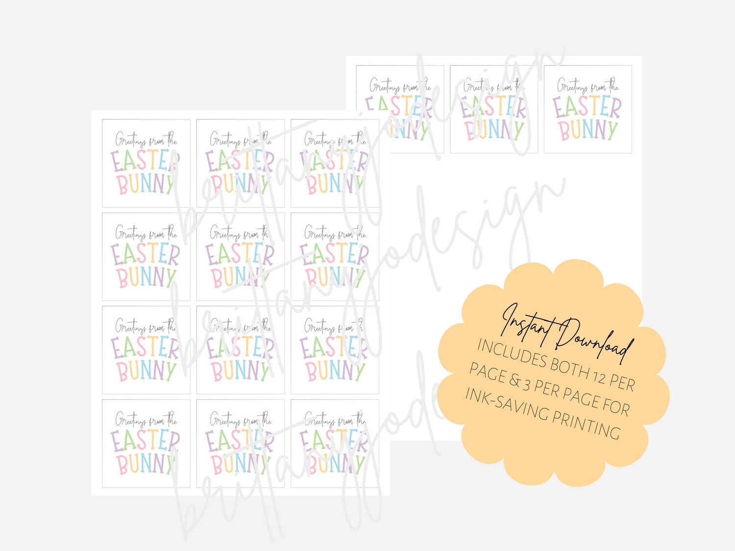 Greetings From the Easter Bunny Gift Tag, Square Tag, Easter Hang Tag ...