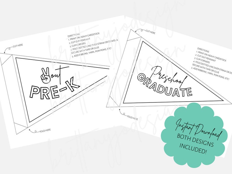 Preschool Graduate Pennant Flag, Peace Out Pre-k, DIY Pennant ...