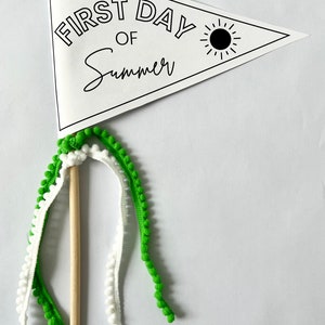 First Day of Summer Pennant Flag, DIY Pennant, Summer Banner, Printable ...
