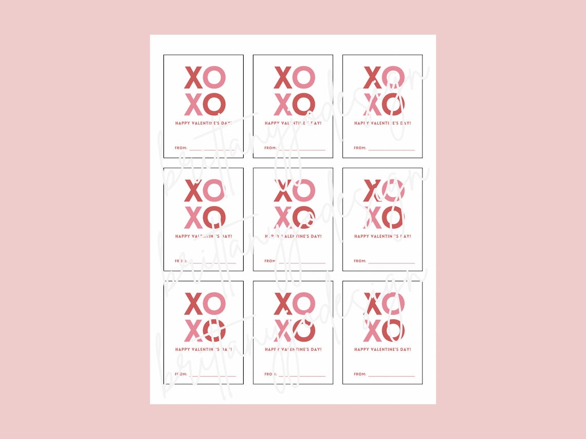 XOXO Kids Valentine, Kids Printable Valentine, Valentine Printable ...