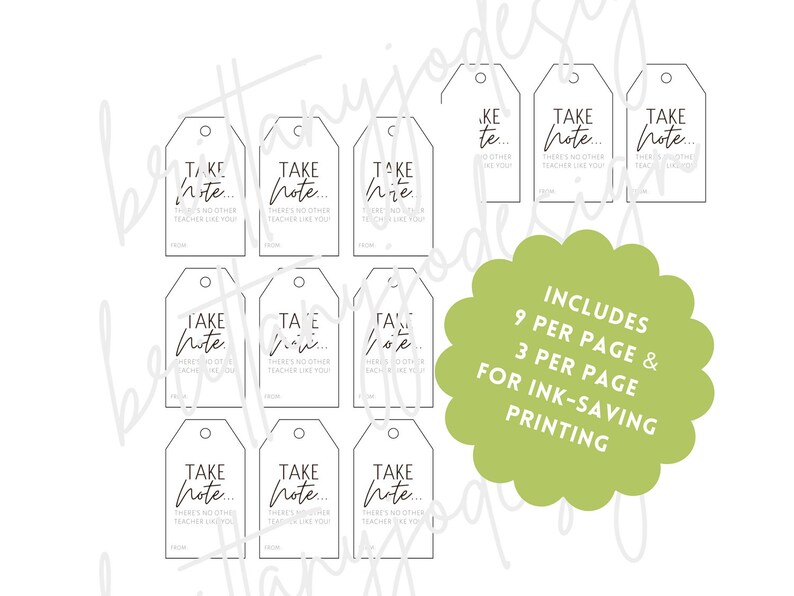 Take Note Gift Tags, Teacher Appreciation Gift, End of the School Year ...