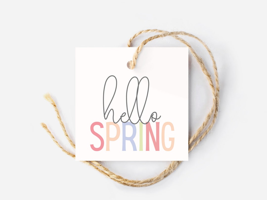 First Day of Spring Gift Tag, Goodie Bag Tag, Cake Pop Tag, Square Hang ...