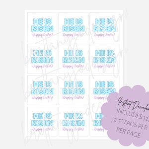 He is Risen Gift Tag, Easter Gift Tag, Easter Hang Tag, Goodie Bag Tag ...