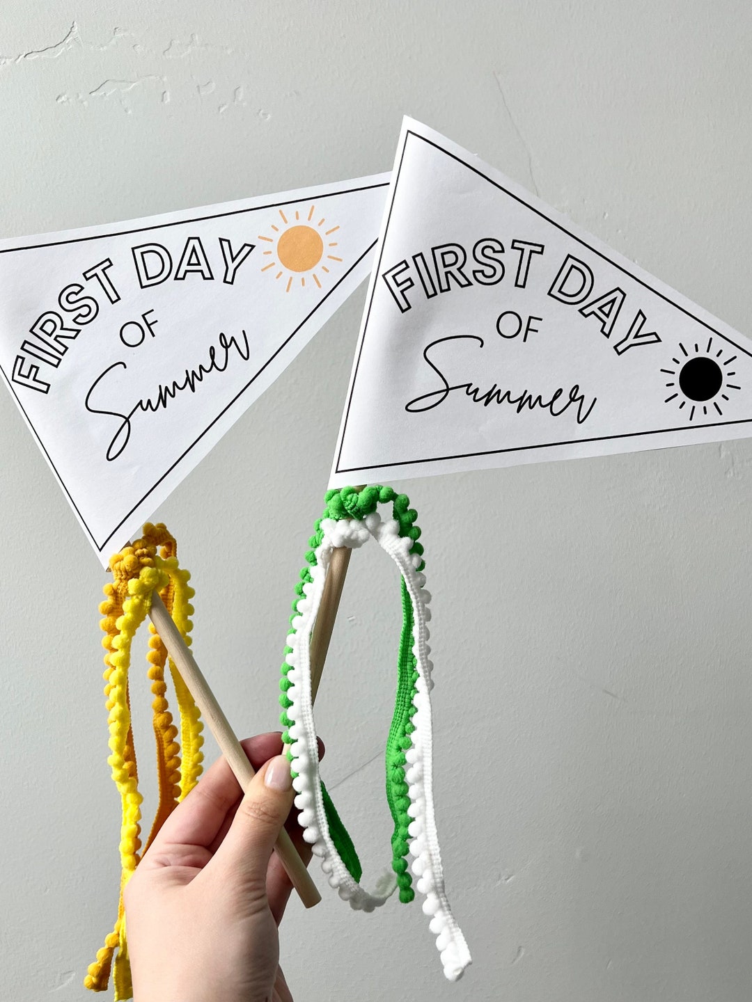 First Day of Summer Pennant Flag, DIY Pennant, Summer Banner, Printable ...