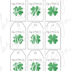 St. Patrick’s Day Printable Tags, Shamrock Tags, Saint Patrick’s Day ...