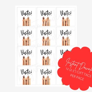 Voting Gift Tag, Election Day Tags, Election Printable, Thank You ...