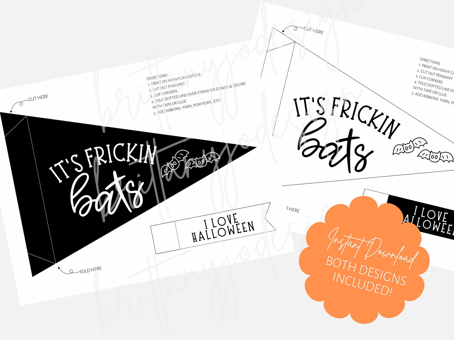 It’s Frickin Bats Pennant Flag, I Love Halloween, DIY Pennant ...