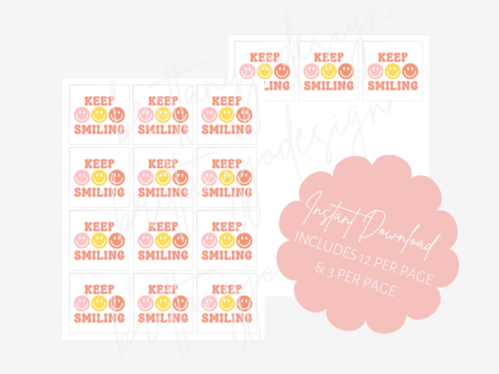 Retro Keep Smiling Gift Tags Smiley Face Tag Printable - Etsy
