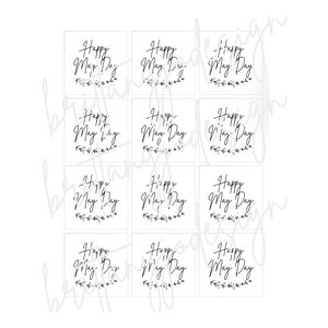Minimalist Happy May Day Printable Tags, Square Tags, May Day Tags ...