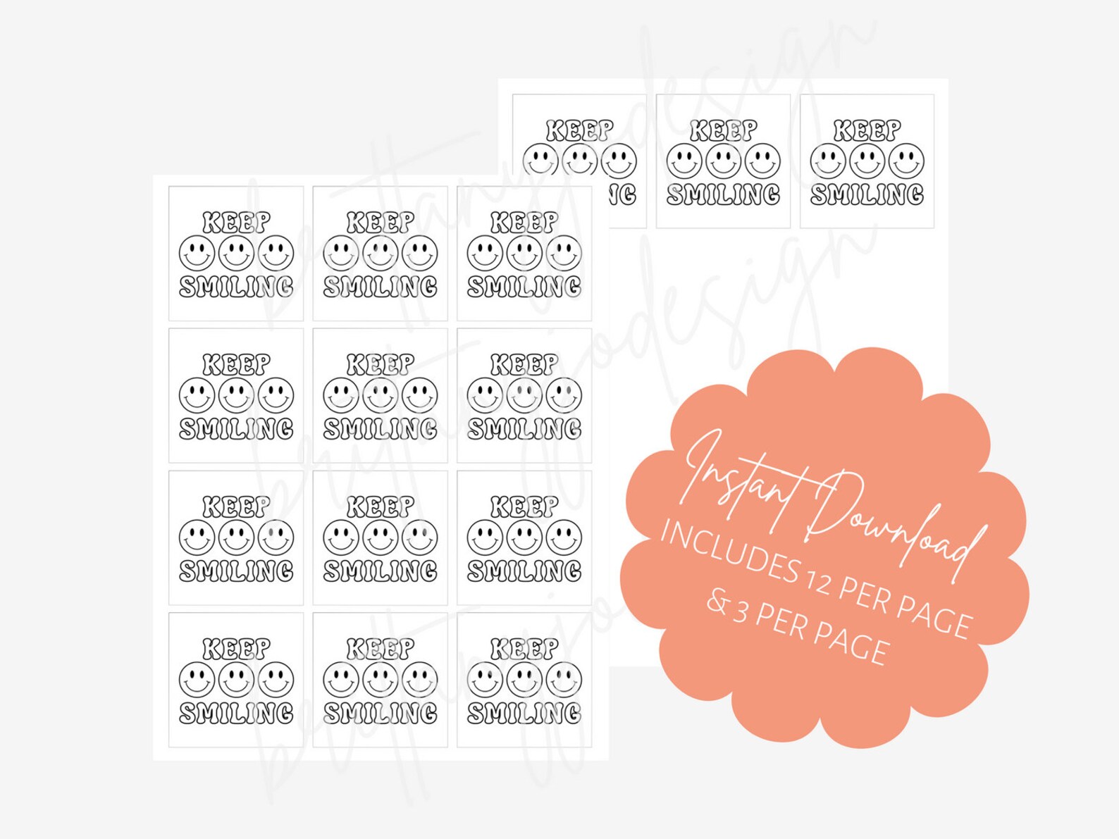 Retro Keep Smiling Gift Tags, Smiley Tag, Black and White, Printable ...