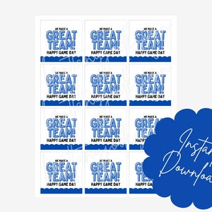 We Make a Great Team, Sports Game Day Treat Tag, Post-game Snack, Kids ...