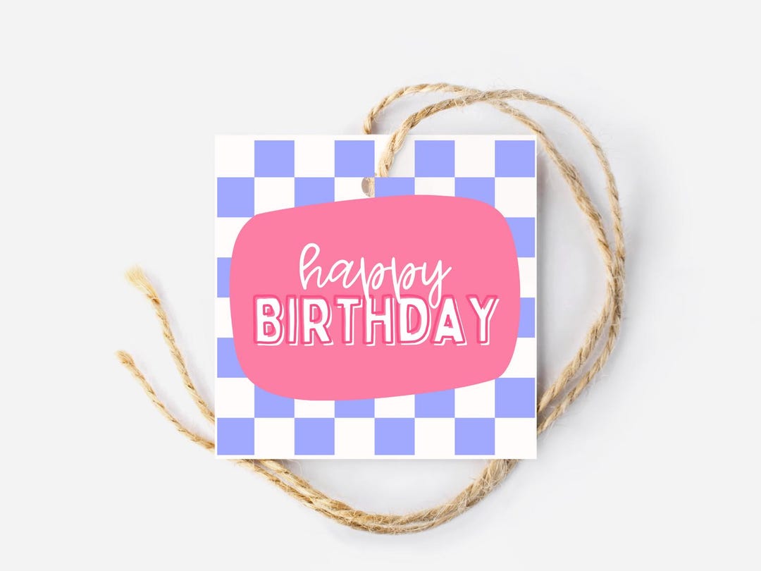 Happy Birthday Printable Gift Tag, Pink Birthday Tag, Printable Hang ...